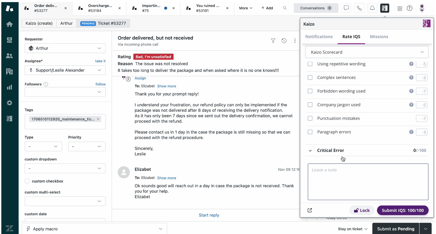 QA rating through the KQA – Kaizo